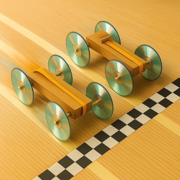 Rubber Band Powered Car and Races – Woven Learning and Technology 501.c3